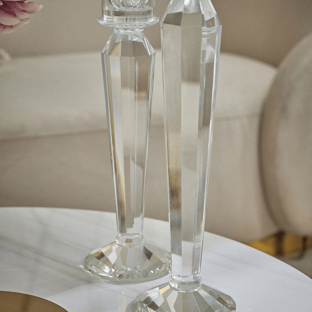 Crystal prisma candle holder